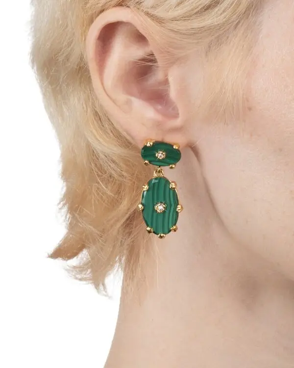 Alexis Bittar Georgian Double Drop Post Earring - Malachite