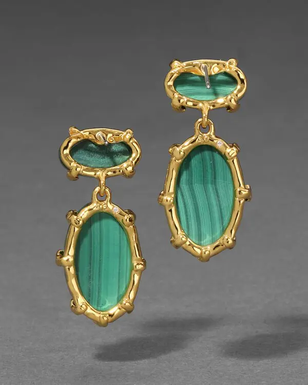 Alexis Bittar Georgian Double Drop Post Earring - Malachite