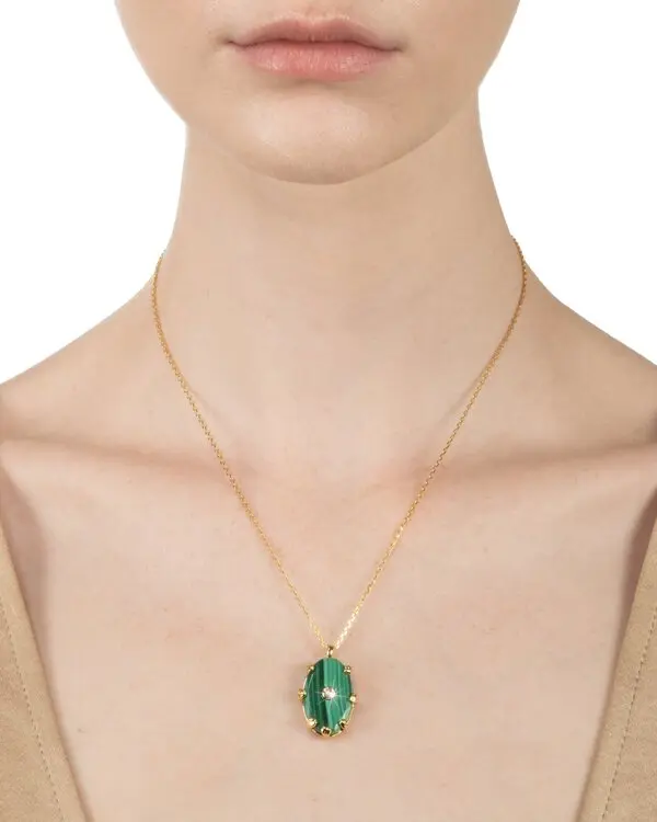 Alexis Bittar Georgian Stone Pendant Necklace - Malachite
