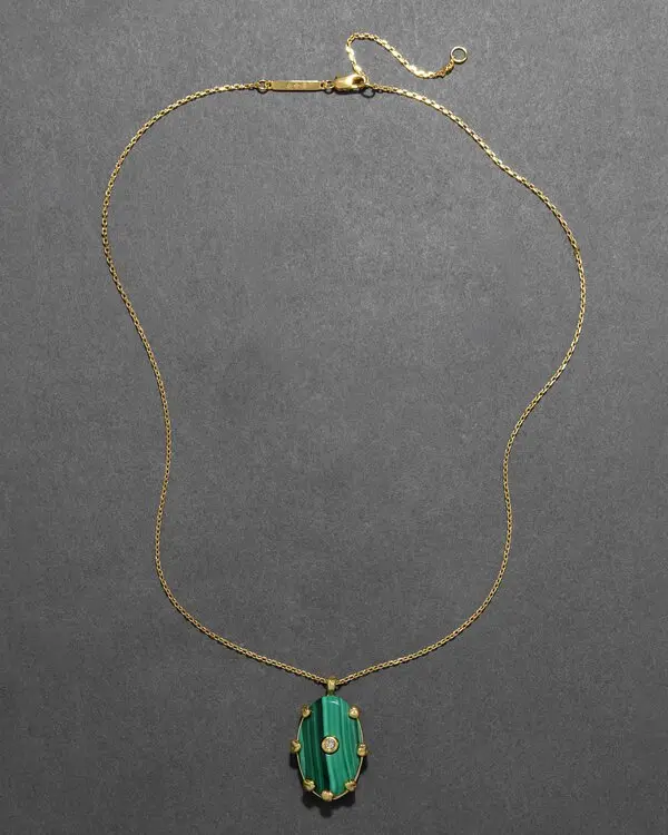 Alexis Bittar Georgian Stone Pendant Necklace - Malachite