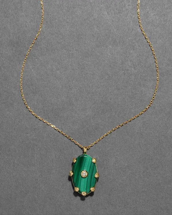 Alexis Bittar Georgian Stone Pendant Necklace - Malachite