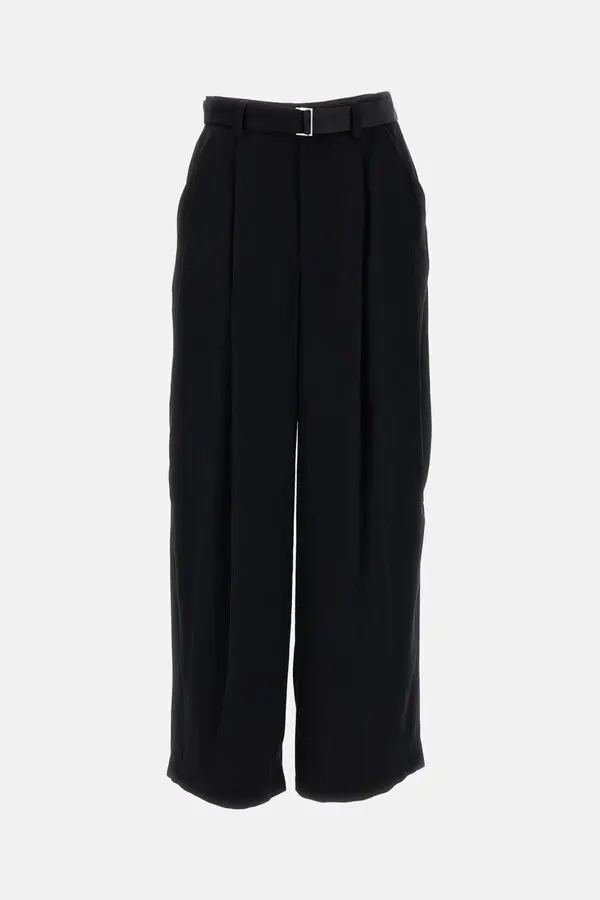 Sacai Pantaloni A Gamba Larga In Satin Crepe Back