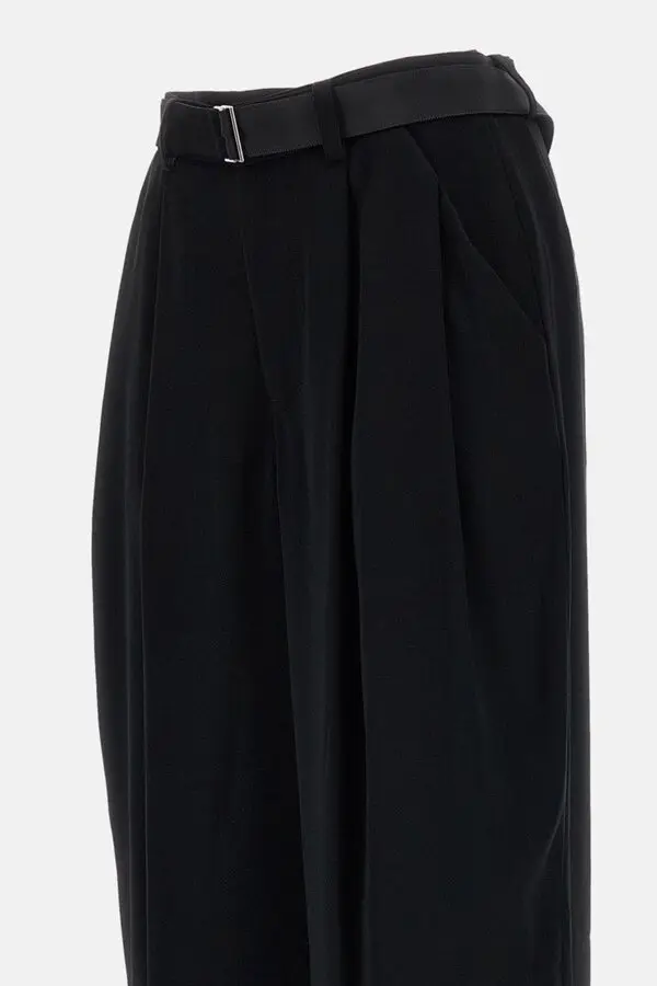 Sacai Pantaloni A Gamba Larga In Satin Crepe Back