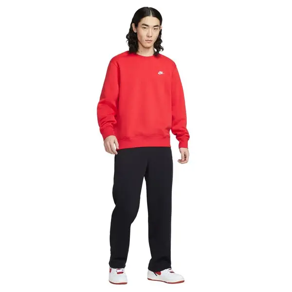 Nike Club Long Sleeve College Fleece T-shirt - University Red