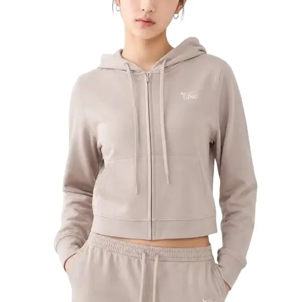 Nike Light Weight Jersey Hooded Jacket Asia Sizing 'light Brown Beige - Light Brown/beige