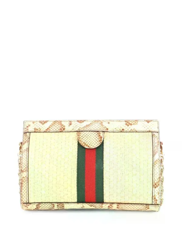 Gucci Ophidia Chain Shoulder Bag Raffia With Snakeskin Small Crossbody Bag