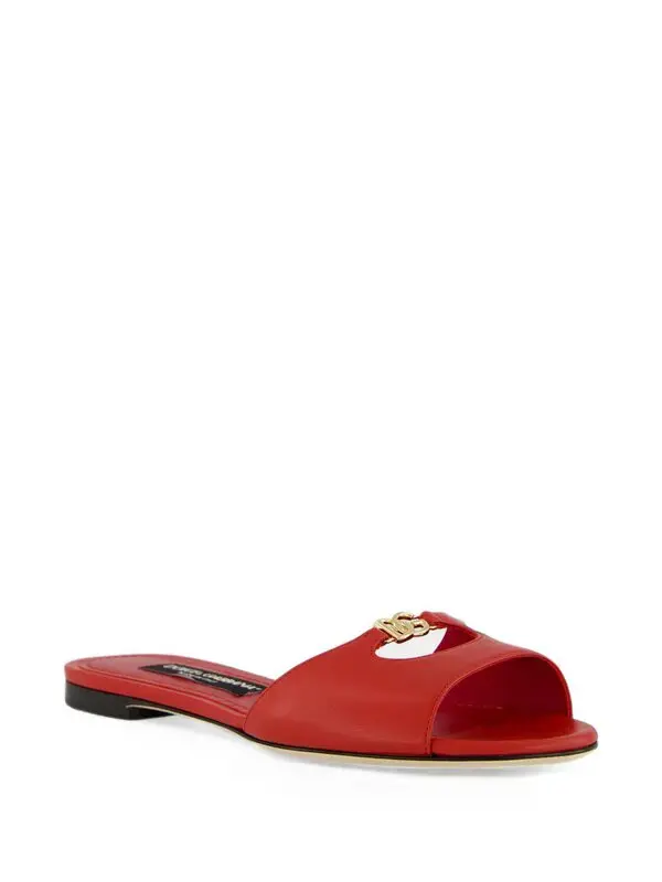 Dolce & Gabbana Dg Logo Leather Slides