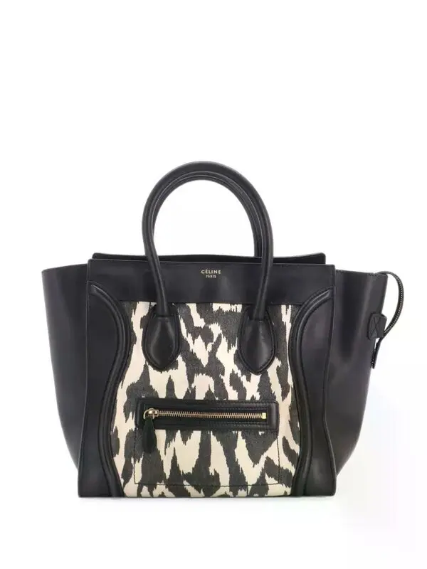 Celine Luggage Bag Printed Canvas And Leather Mini Satchel