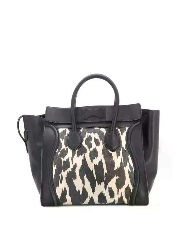 Celine Luggage Bag Printed Canvas And Leather Mini Satchel