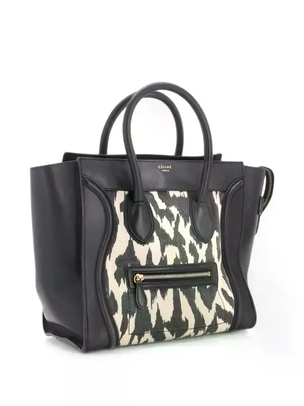 Celine Luggage Bag Printed Canvas And Leather Mini Satchel