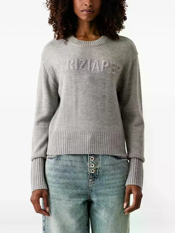 Patrizia Pepe Bead-embellished Logo Sweater