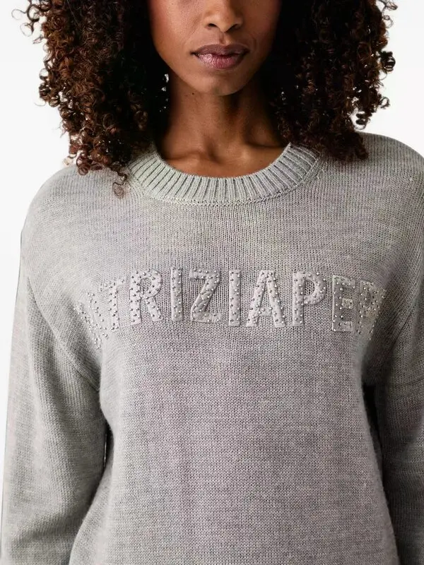 Patrizia Pepe Bead-embellished Logo Sweater