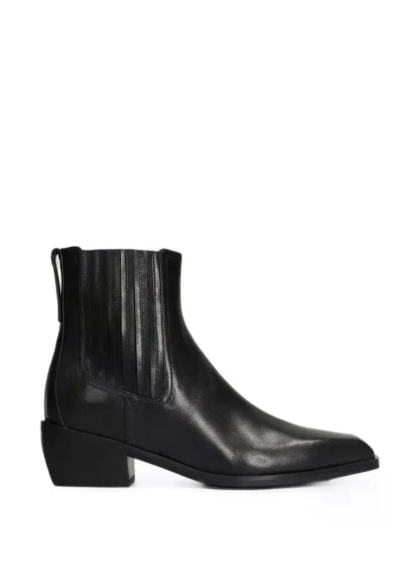 MARA BINI Square-toe Leather Ankle Boots - Black