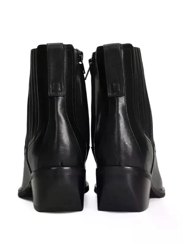 MARA BINI Square-toe Leather Ankle Boots - Black