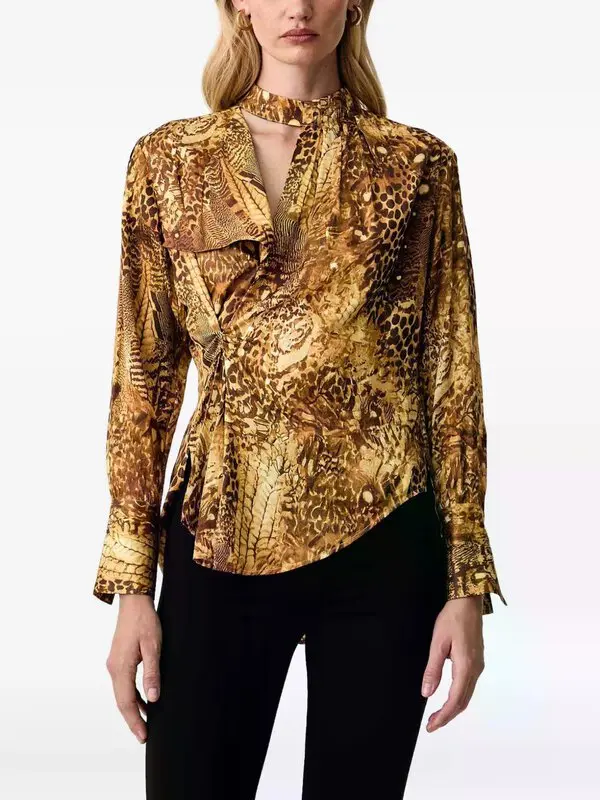ALLSAINTS Animal-print Twisted Blouse - Brown