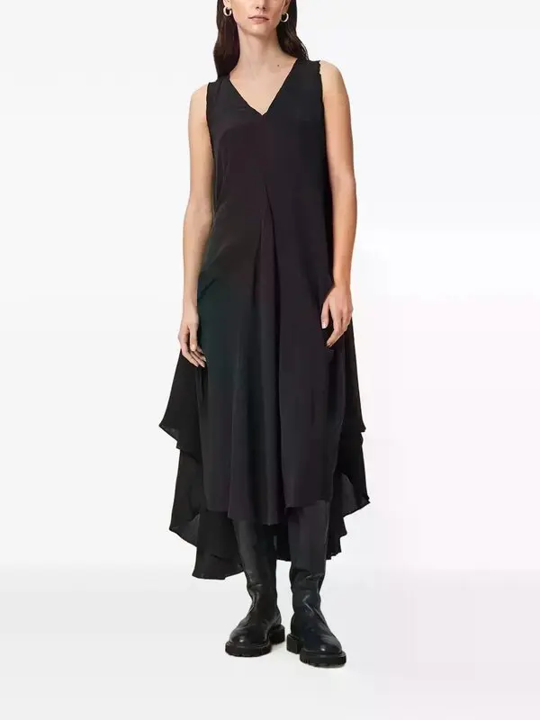ALLSAINTS Sybil Sleeveless Asymmetric Midi Dress - Black