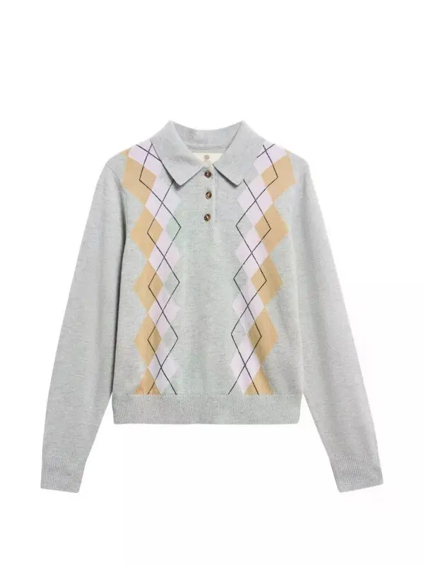 BARBOUR INTERNATIONAL Fawne Argyle Intarsia-knit Polo-collar Sweater