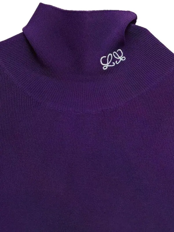 Loewe Logo-embroidered High-neck Sweater - Purple