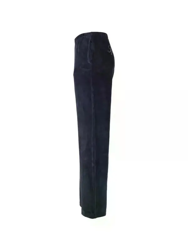 Sporty & Rich Velour Crystal-logo Track Pants