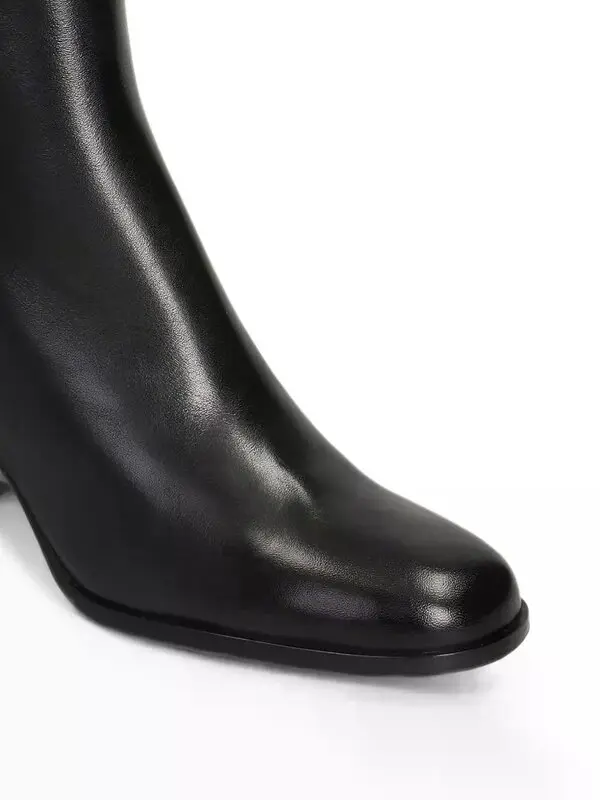 MARA BINI Block-heel Leather Ankle Boots - Black