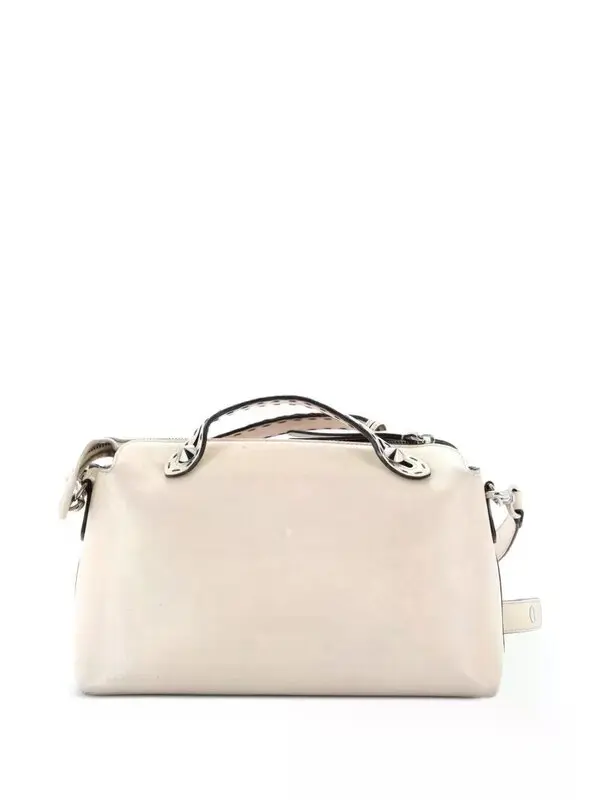 Fendi Logo The Way Satchel Embossed Leather Medium Shoulder Bag - Neutrals