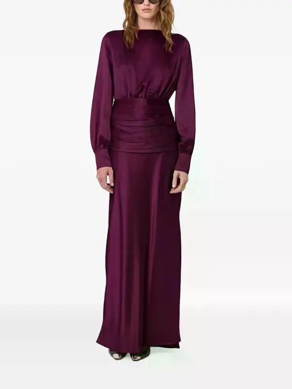 NICHOLAS Ruched Open-back Gown - Purple