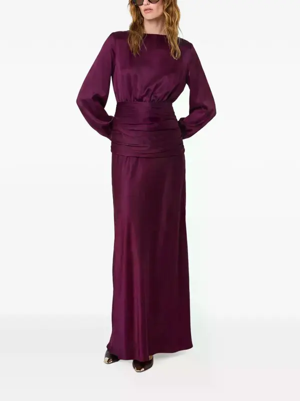 NICHOLAS Ruched Open-back Gown - Purple
