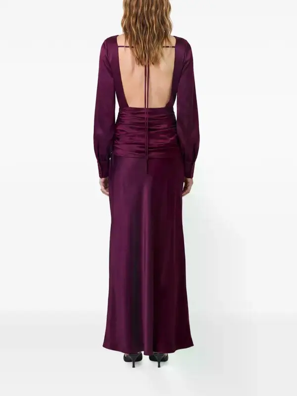 NICHOLAS Ruched Open-back Gown - Purple