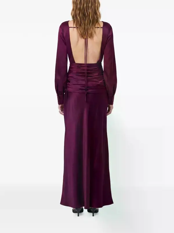NICHOLAS Ruched Open-back Gown