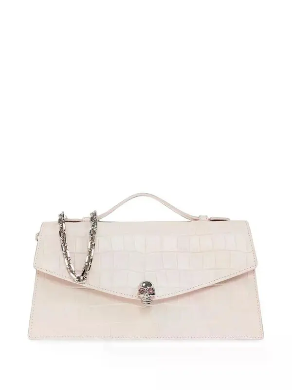 Alexander McQueen Skull Top Handle Croc-embossed Leather Crossbody Bag - Pink