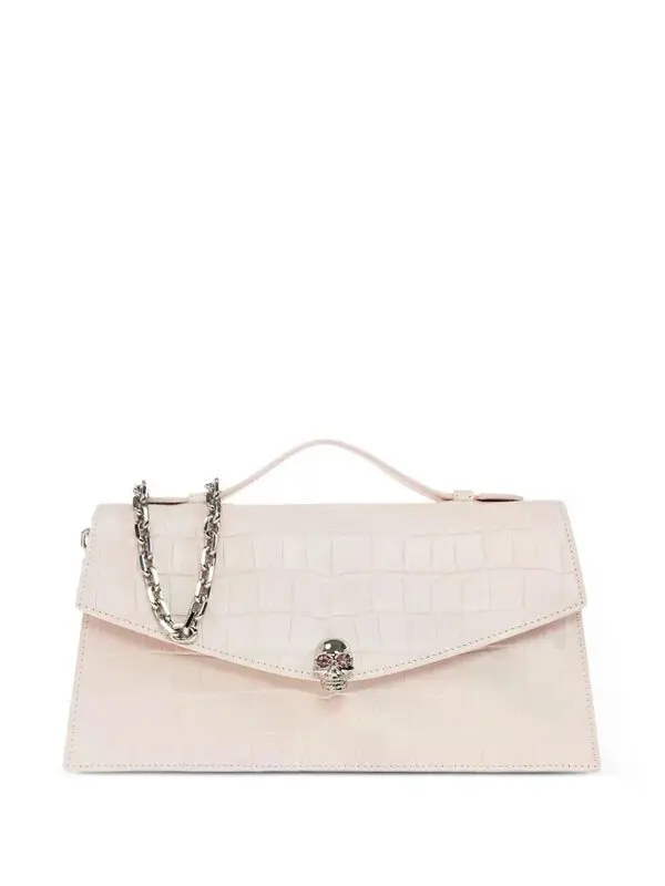 Alexander McQueen Skull Top Handle Croc-embossed Leather Crossbody Bag - Pink