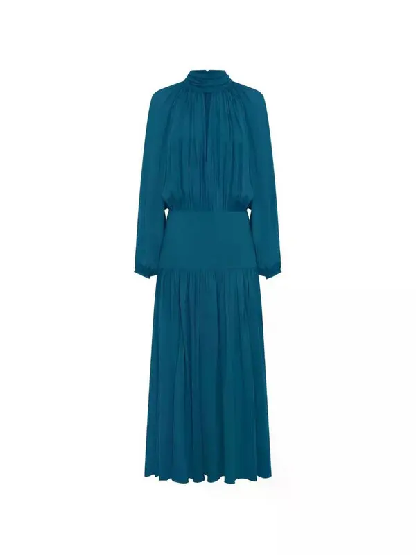 NICHOLAS Gathered-detail Tie-back Midi Dress
