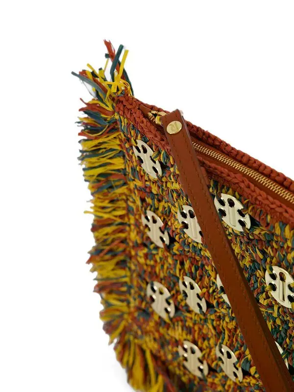 Rabanne Fringe-trimmed Medallion-embellished Clutch Bag - Orange