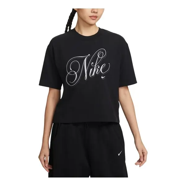 Nike Oversized Short Sleeve T-shirt Asia Sizing 'black - Black/white