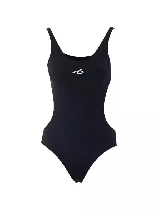 Balenciaga Logo-print Cut-out Swimsuit - Black