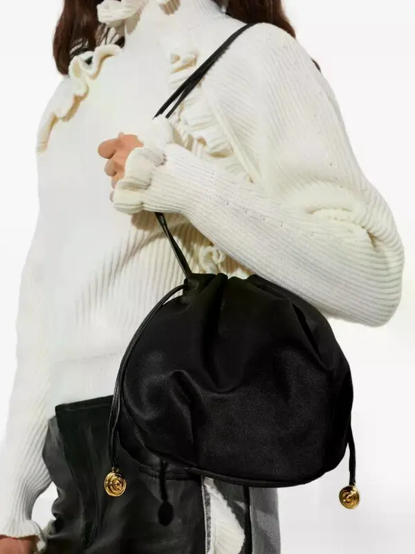 LIFFNER Satin Drawstring Shoulder Bag - Black
