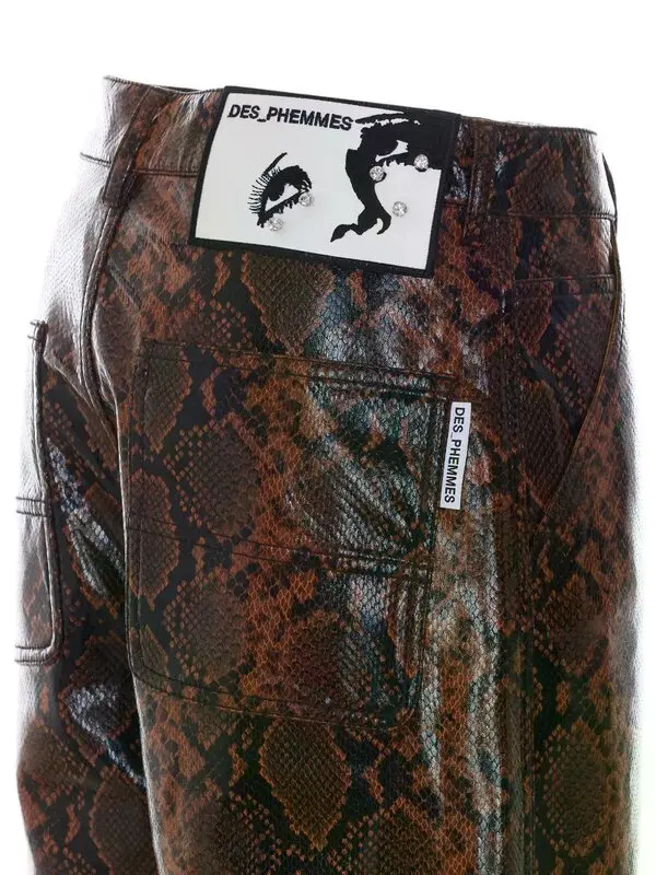 DES_PHEMMES Python-print Trousers - Brown
