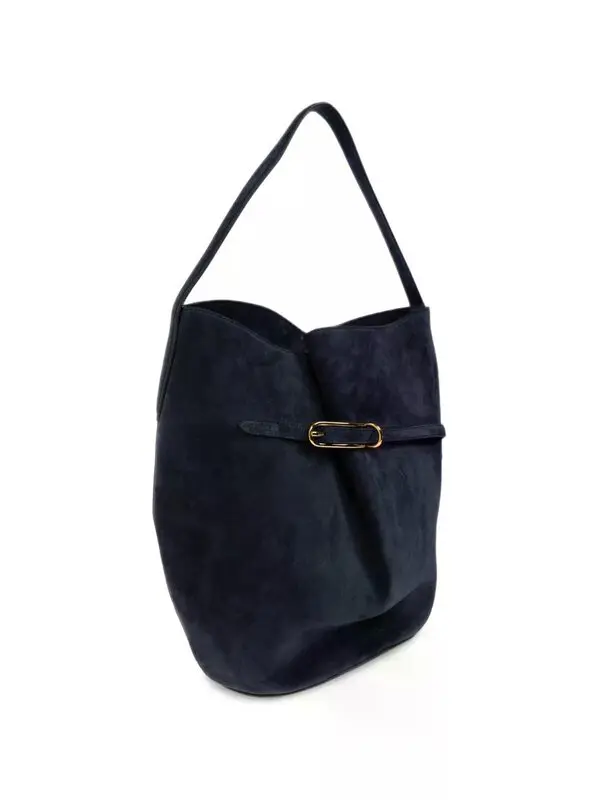 LIFFNER Large Suede Buckle-detail Bucket Bag - Blue