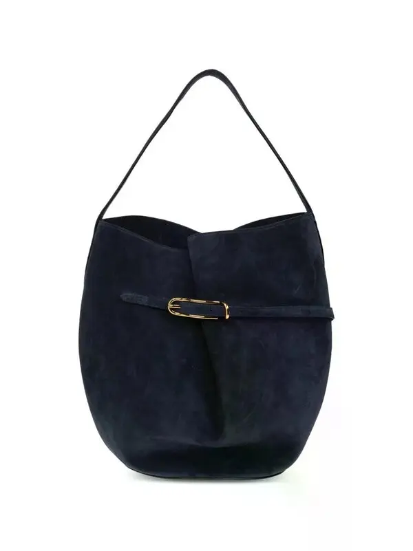 LIFFNER Large Suede Buckle-detail Bucket Bag - Blue