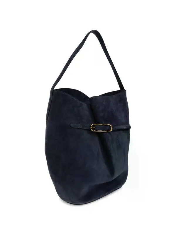 LIFFNER Large Suede Buckle-detail Bucket Bag - Blue