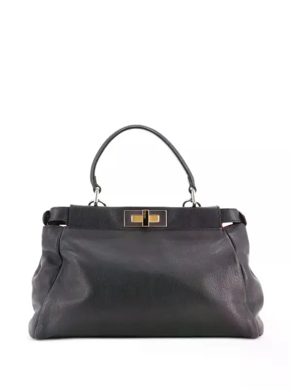 Fendi Peekaboo Bag Soft Leather Regular Shoulder Bag - Black