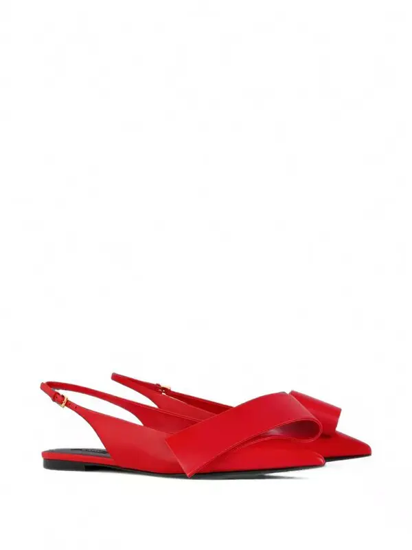 Givenchy Twisted Ribbon Flat Slingbacks In Leather - Red