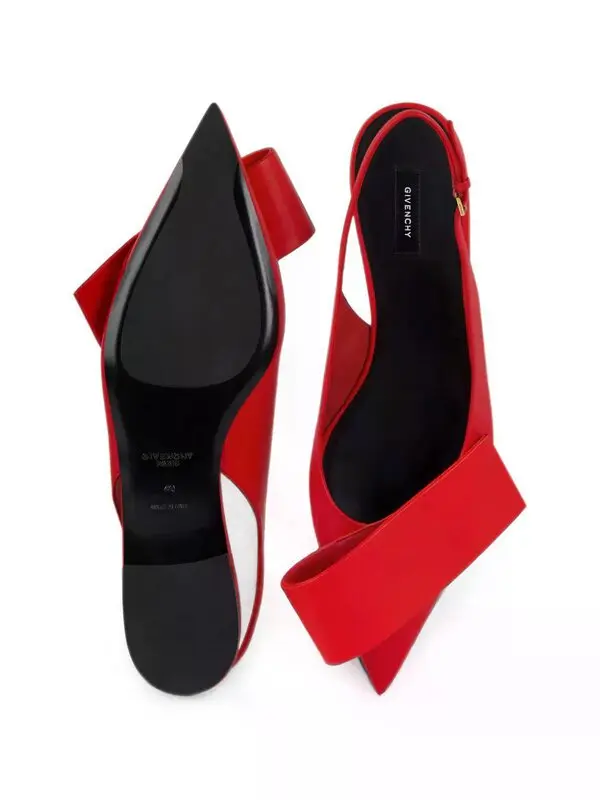 Givenchy Twisted Ribbon Flat Slingbacks In Leather - Red