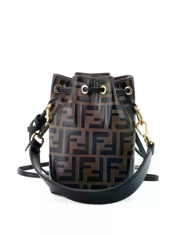 Fendi Mon Tresor Zucca Embossed Leather Mini Bucket Bag