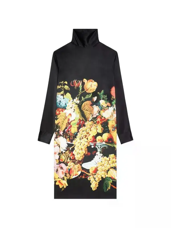 Dries Van Noten Printed Silk Dress - Black