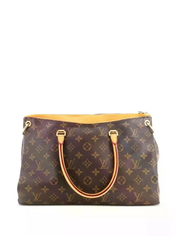 LOUIS VUITTON Pallas Tote Monogram Canvas With Leather Shoulder Bag - Brown
