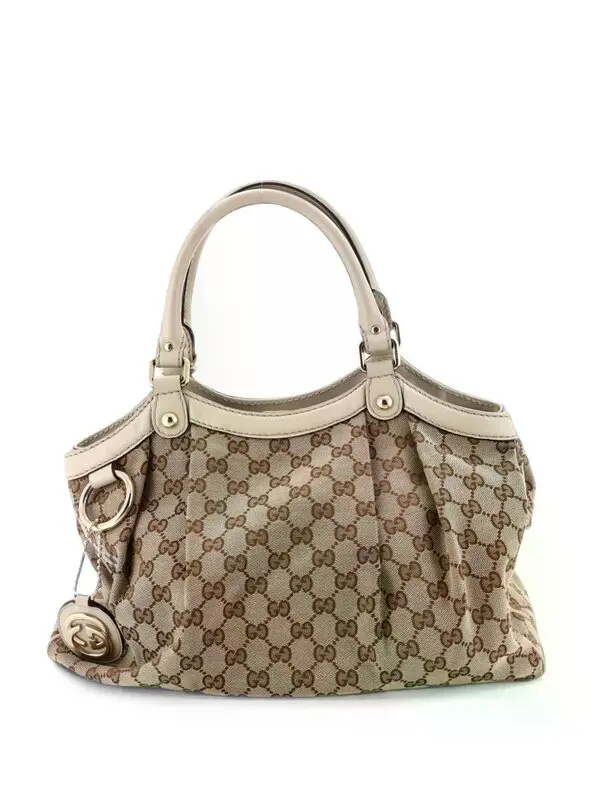 Gucci Sukey Gg Canvas With Leather Medium Tote Bag - Neutrals