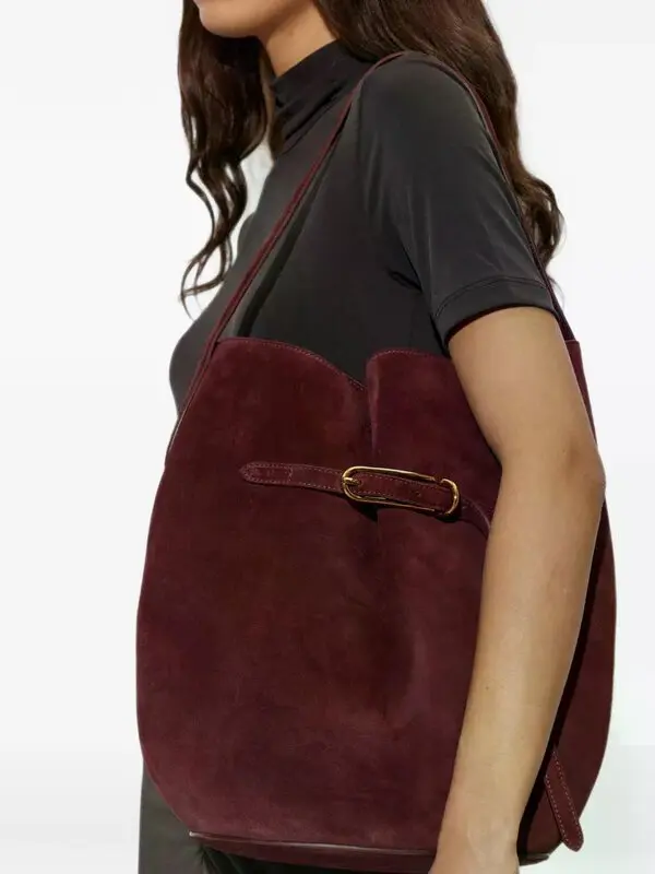 LIFFNER Large Buckle-detail Suede Tote Bag - Red