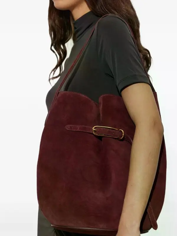 LIFFNER Large Buckle-detail Suede Tote Bag - Red