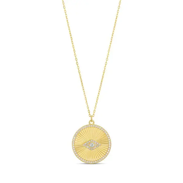 SHYMI Fluted Round Evil Eye Disk Necklace - Gold